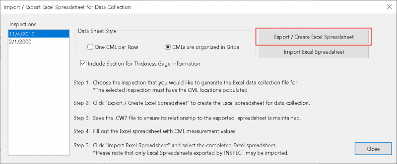 Integration Between Excel Spreadsheets and INSPECT - Codeware